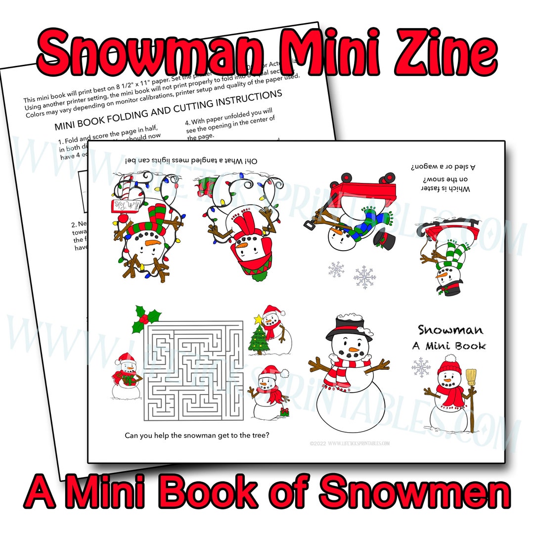 Colorful Snowman Mini Zine | Mini Book Activity Includes Fun Pictures ...