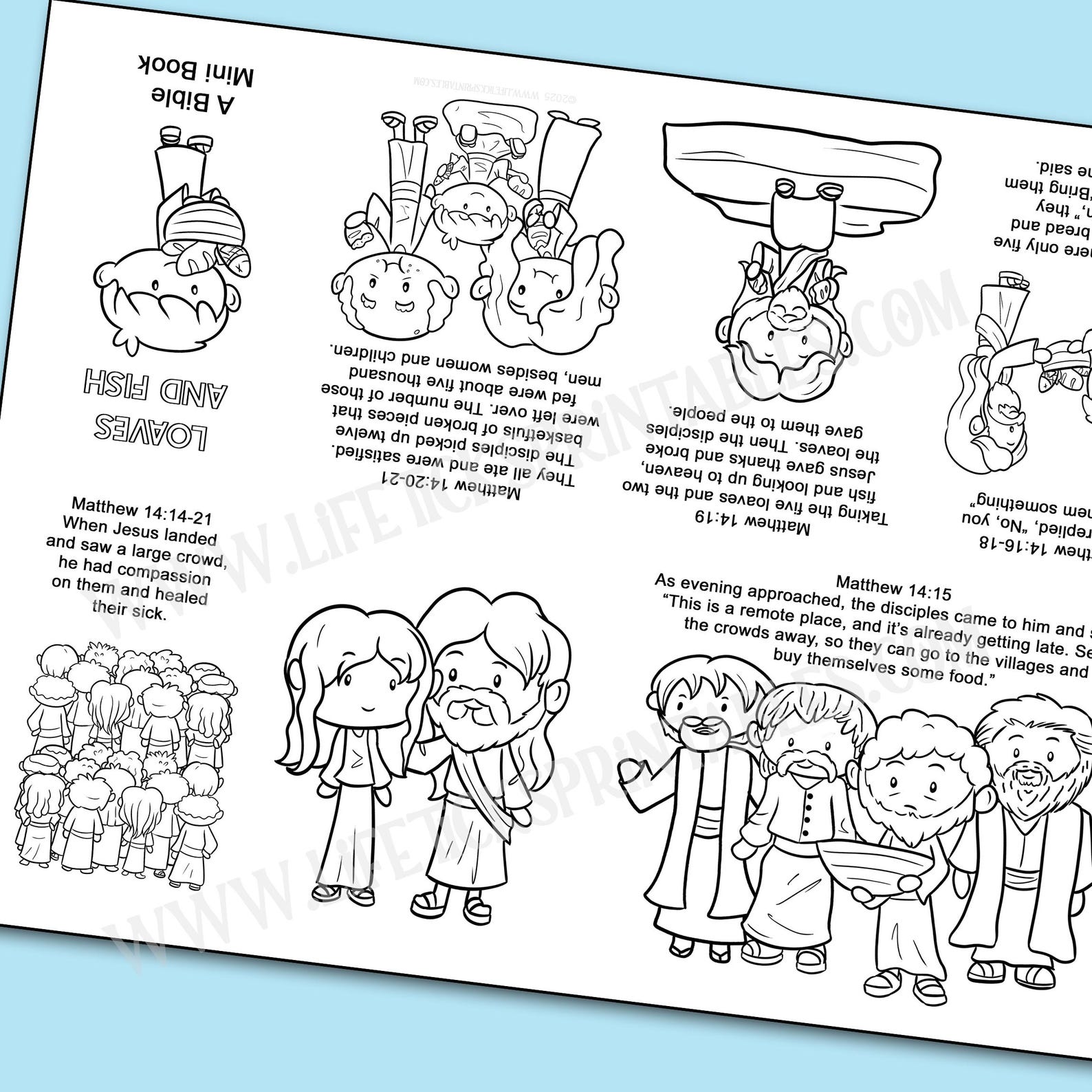 Jesus Blessed Loaves & Fish Mini Coloring Book | Bible Scripture Craft ...