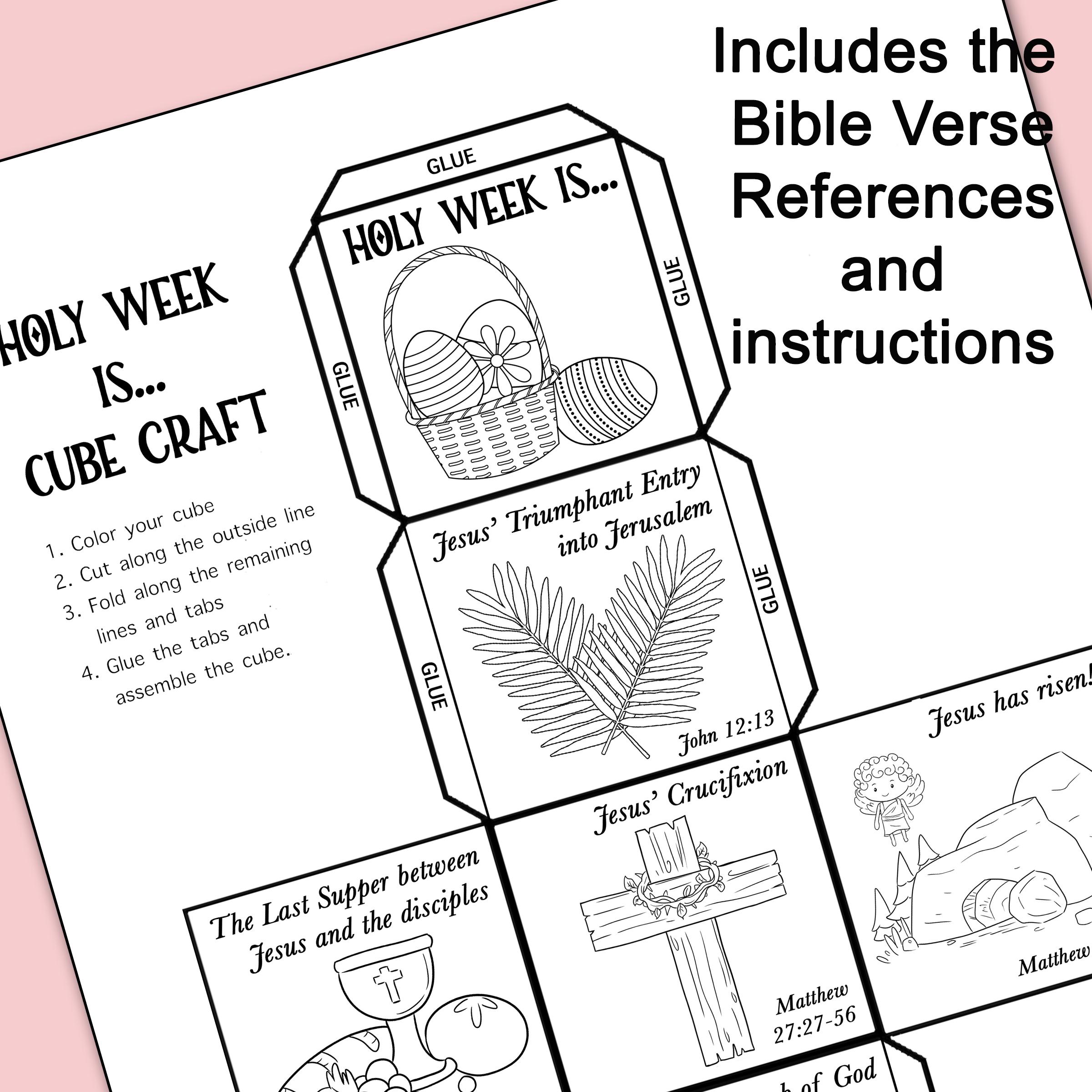 Holy Week Coloring Cube Craft: Palm Sunday & Easter Activity (PDF ...