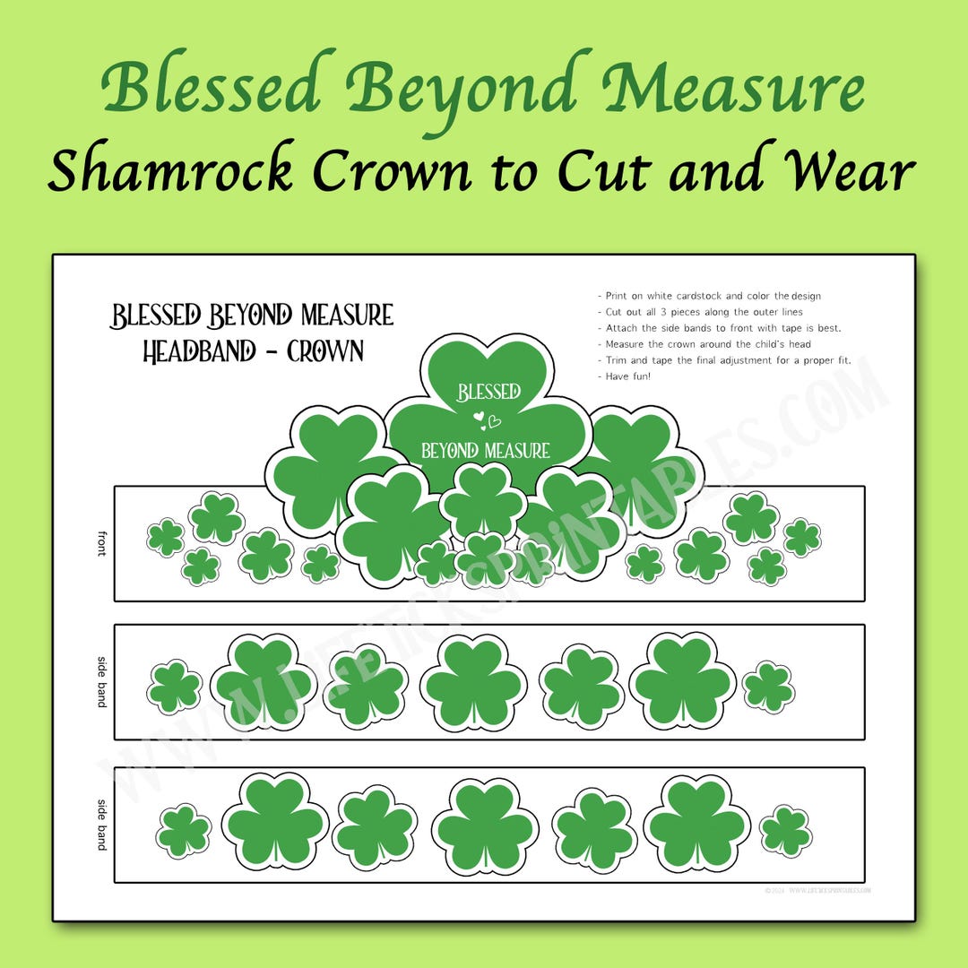 Blessed Beyond Measure Shamrock Crown | Saint Patrick's Day Cut Out and ...