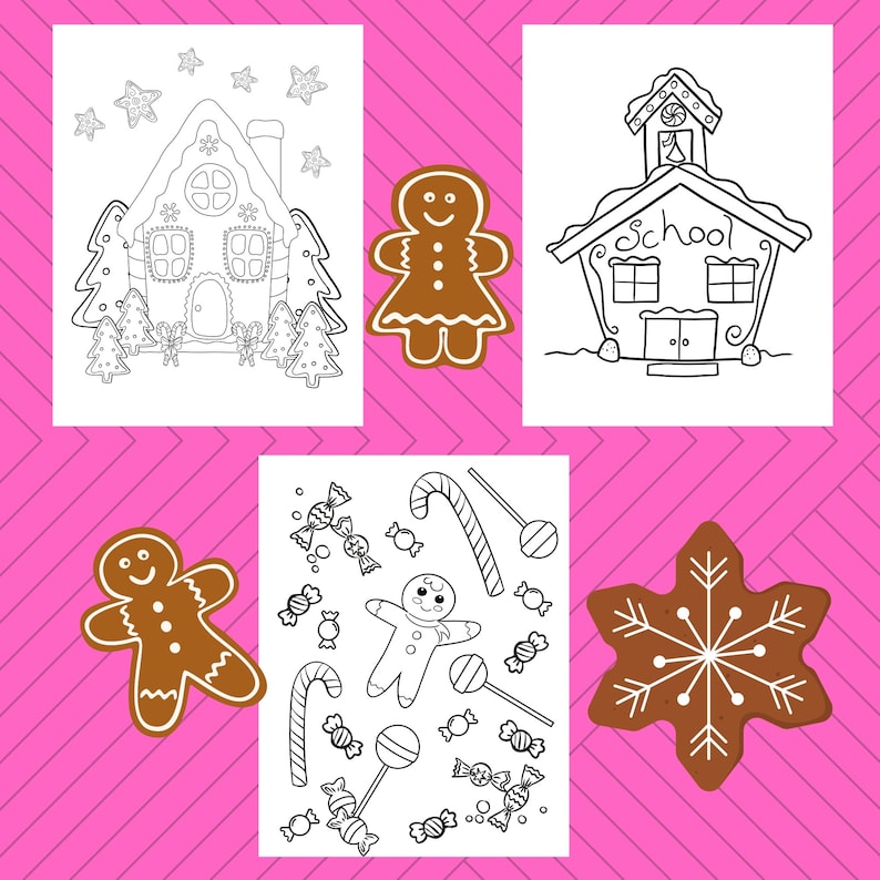 Gingerbread & Christmas Sweets Coloring Pages for Children | Instant ...