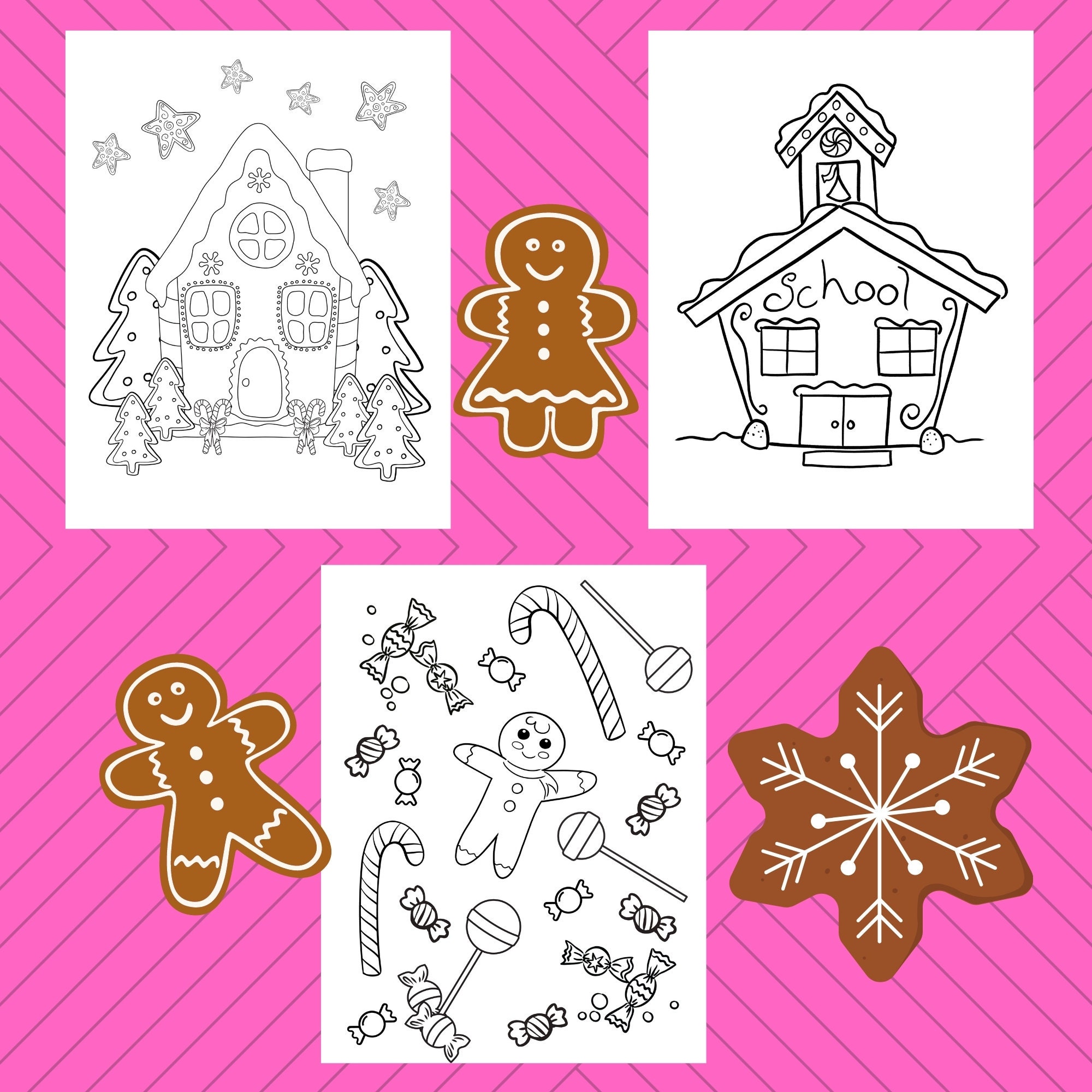 Gingerbread & Christmas Sweets Coloring Pages for Children | Instant ...