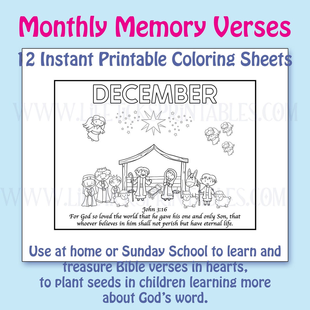 Monthly Bible Verse Coloring Pages: Scripture Memory Verse (PDF ...