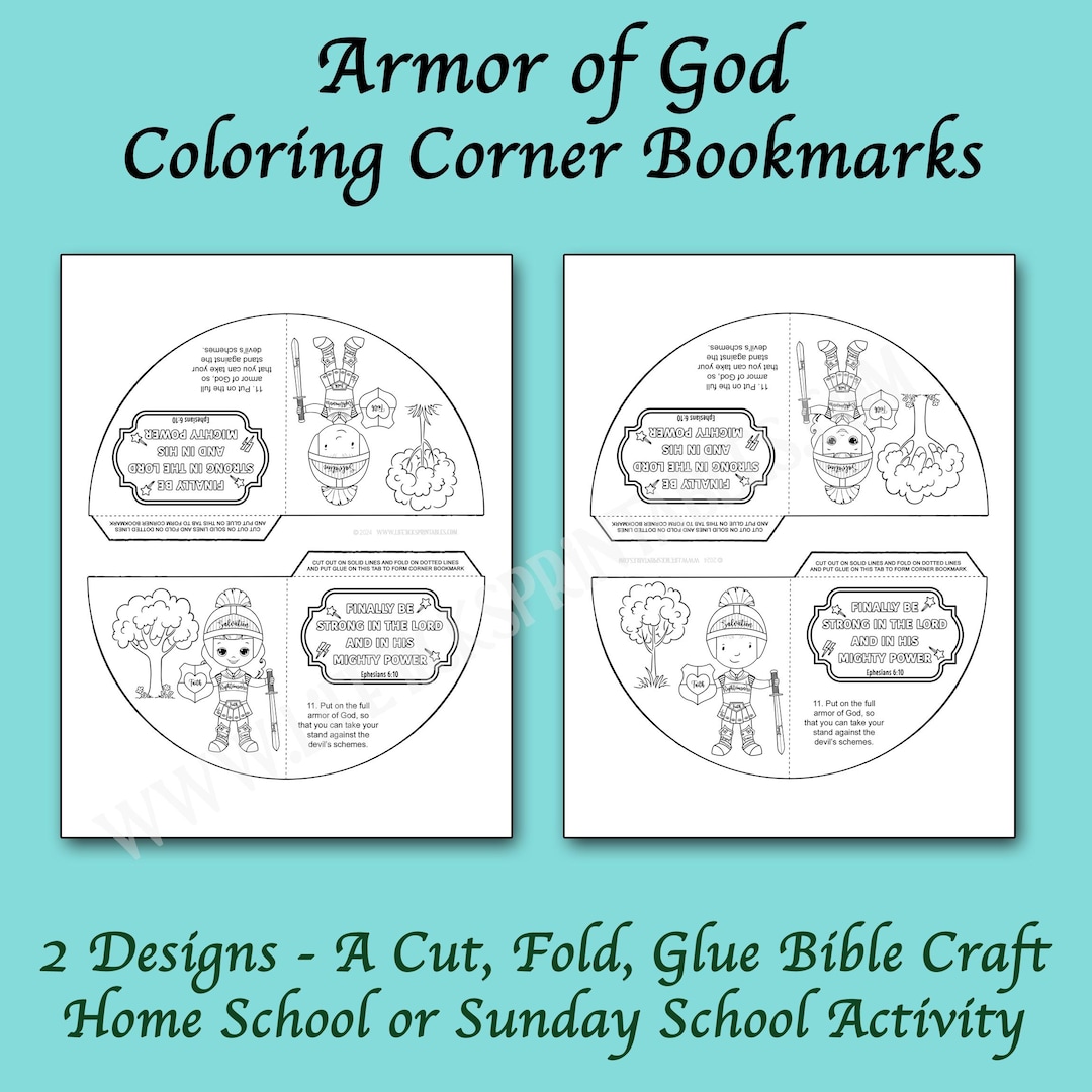 Armor of God Corner Bookmarks Coloring Activity | Ephesians 6 Christian ...