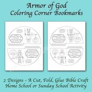 Armor of God Corner Bookmarks Coloring Activity | Ephesians 6 Christian ...