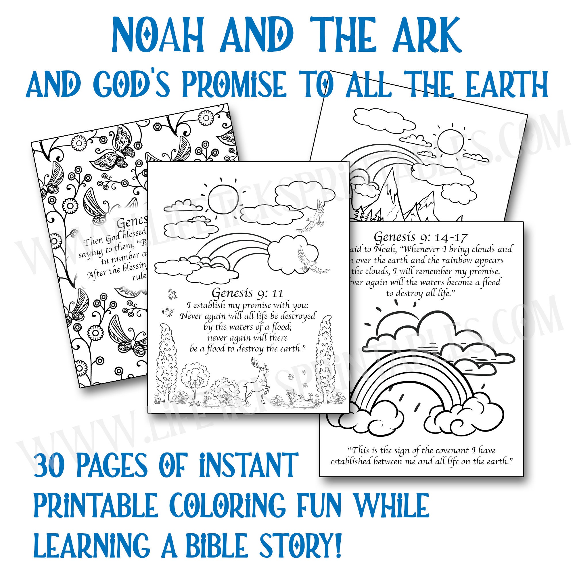 Noah's Ark Coloring Pages: God's Promise, Genesis Story (PDF Download ...