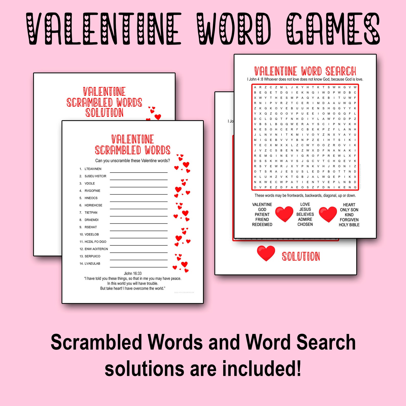 Valentine Word Games | for All Ages | Home, Church School Activity ...