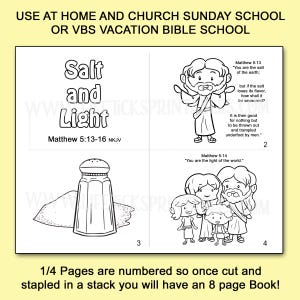 Salt & Light Bible Verse Small Coloring Book Craft: Sunday School ...