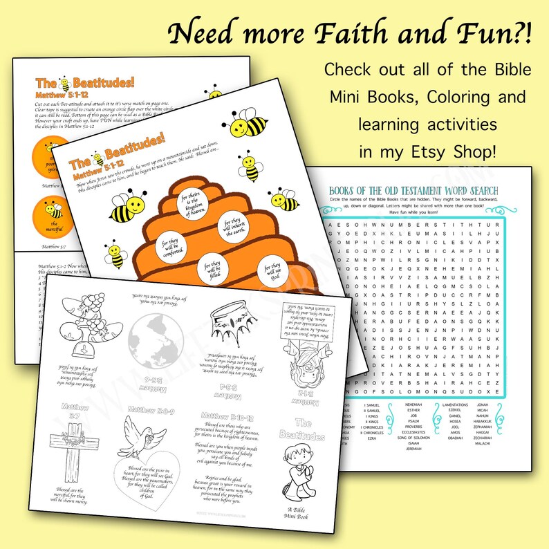 The Beatitudes Coloring Flashcards Activity & Bookmarks (PDF Download) - Etsy