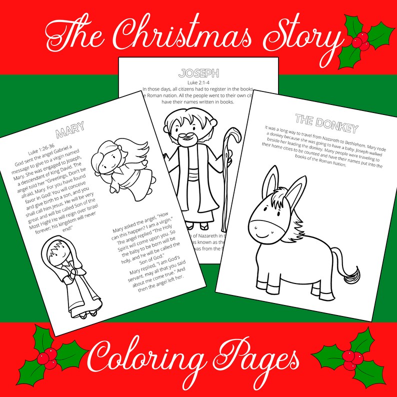 The Christmas Story Coloring Pages | Home & Church Sunday School - Etsy