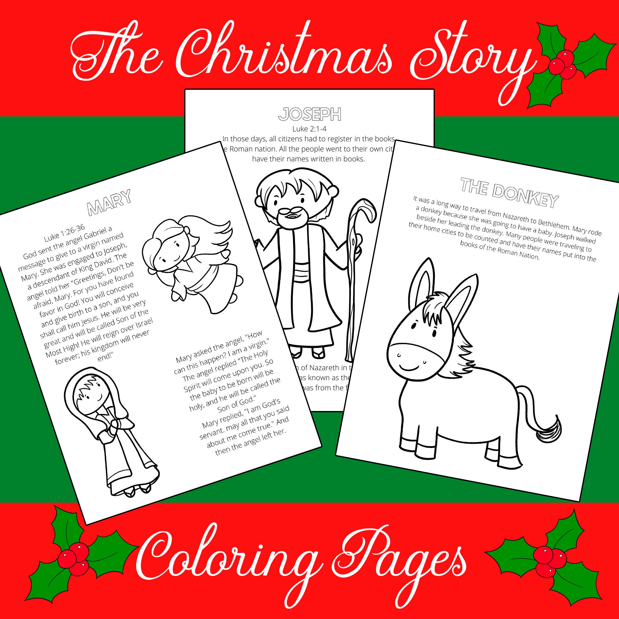 The Christmas Story Coloring Pages | Home & Church Sunday School - Etsy