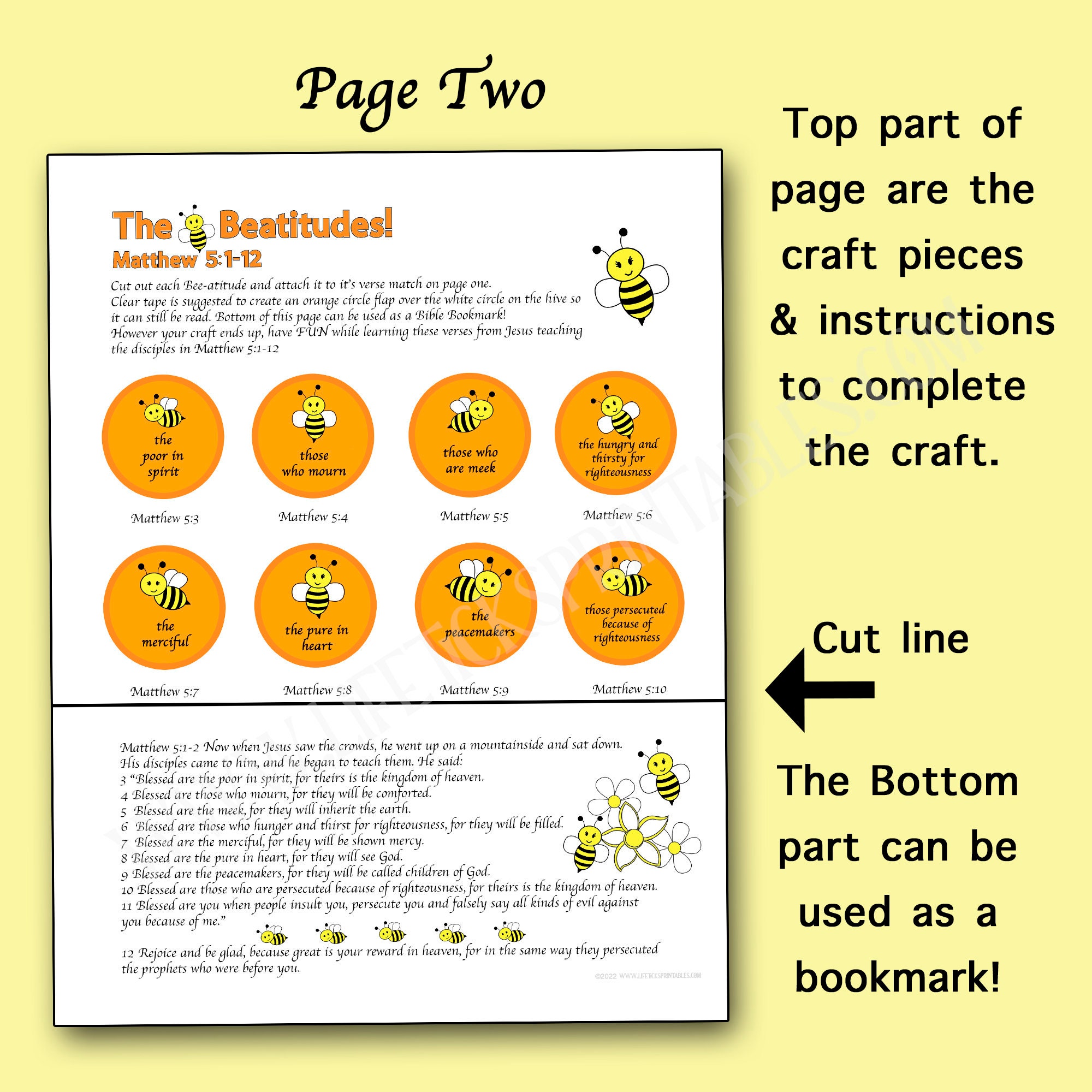 The Beatitudes Bible Craft and Bookmark: Sunday School Activity (PDF ...