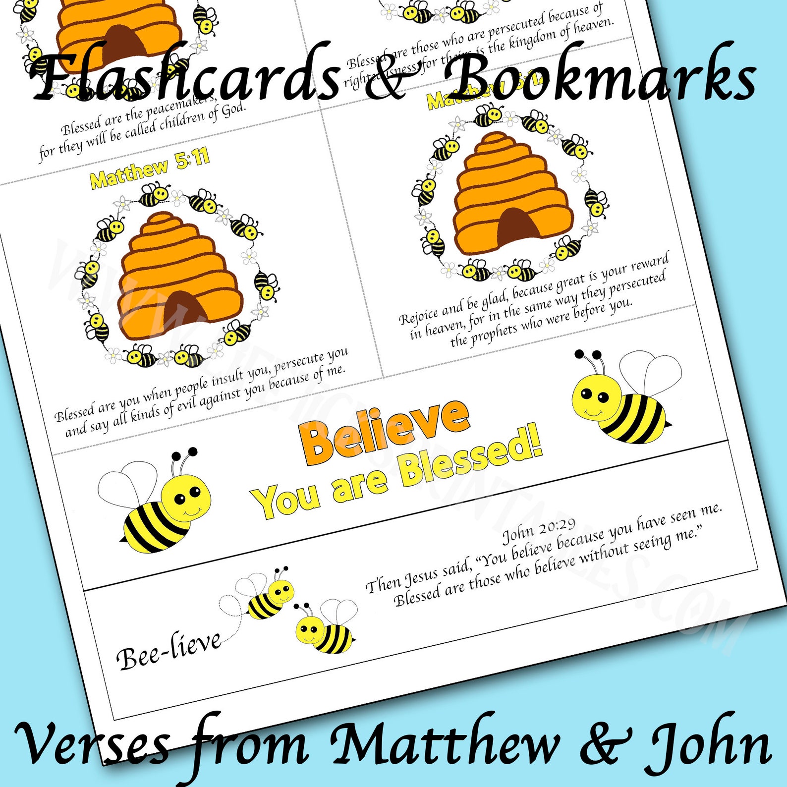 The Beatitudes Coloring Flashcards Activity & Bookmarks (PDF Download ...