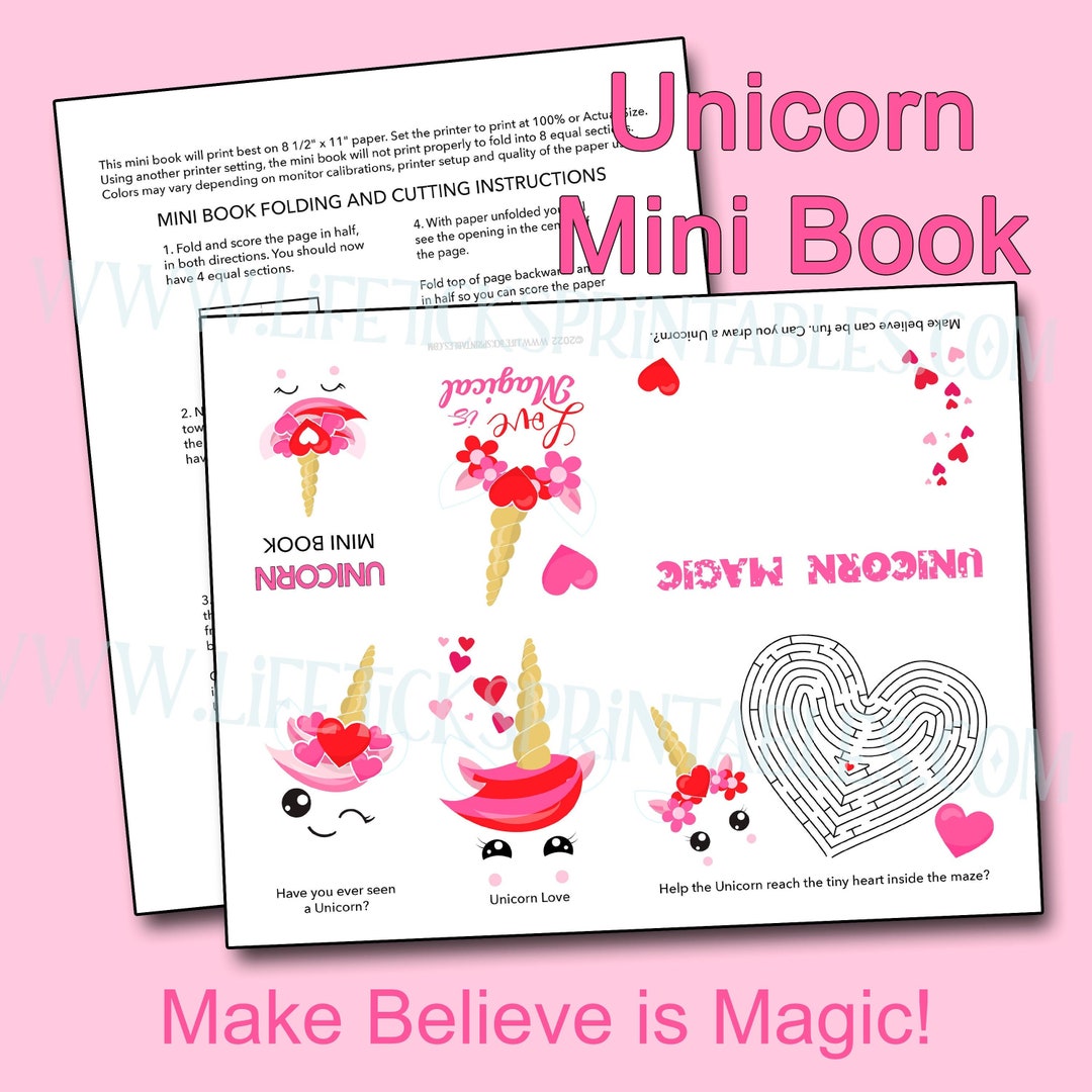 Pretty Unicorn Mini Zine | Unicorn Mini Book Activity Includes Drawing ...