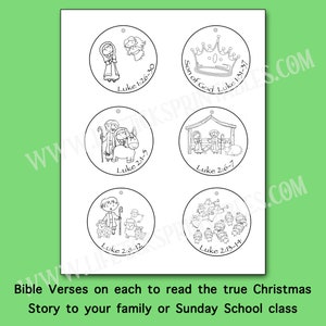 Christmas Story Coloring Tree Ornaments | Nativity Bible Verse ...