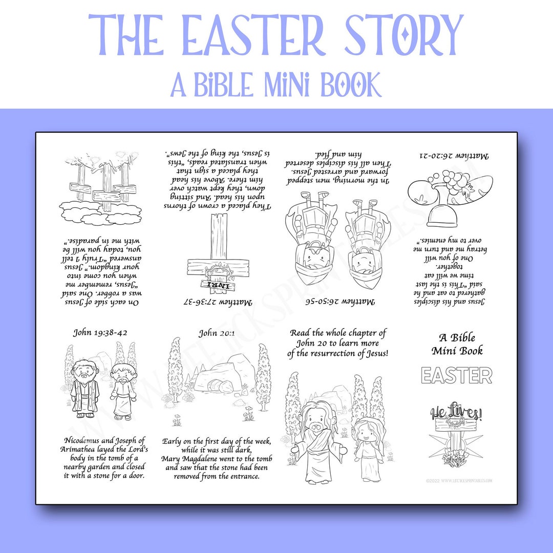 Bible Easter Story Coloring Mini Book Mini Zine Home or Sunday School ...
