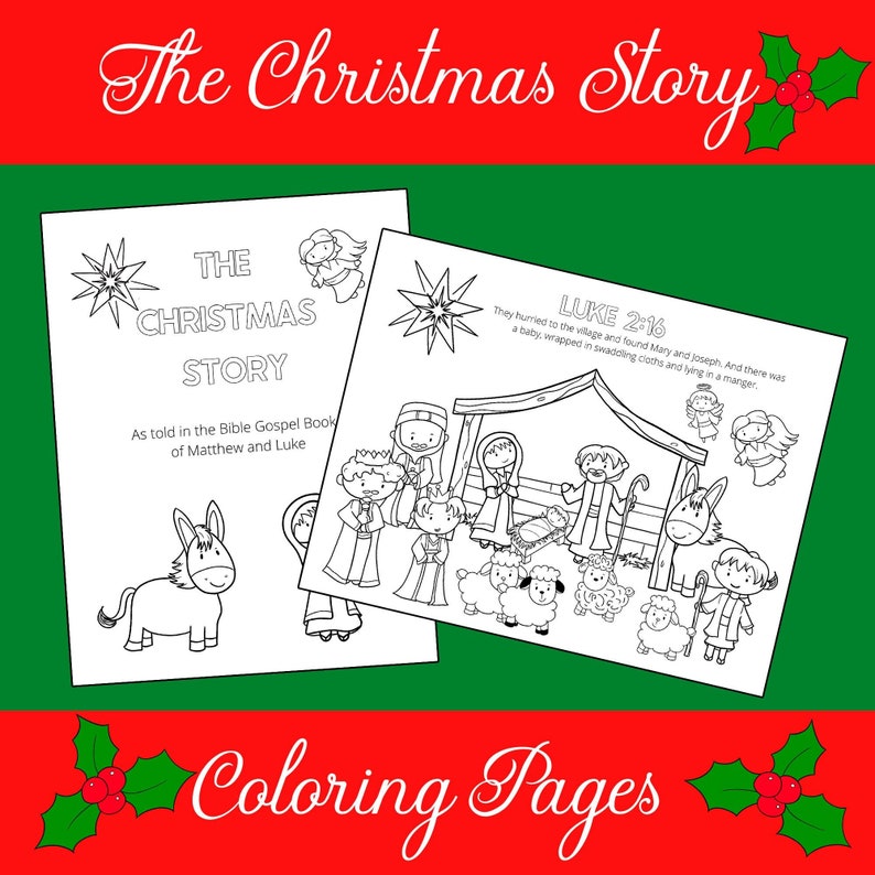 The Christmas Story Coloring Pages: Bible Verse Activity (PDF Download ...