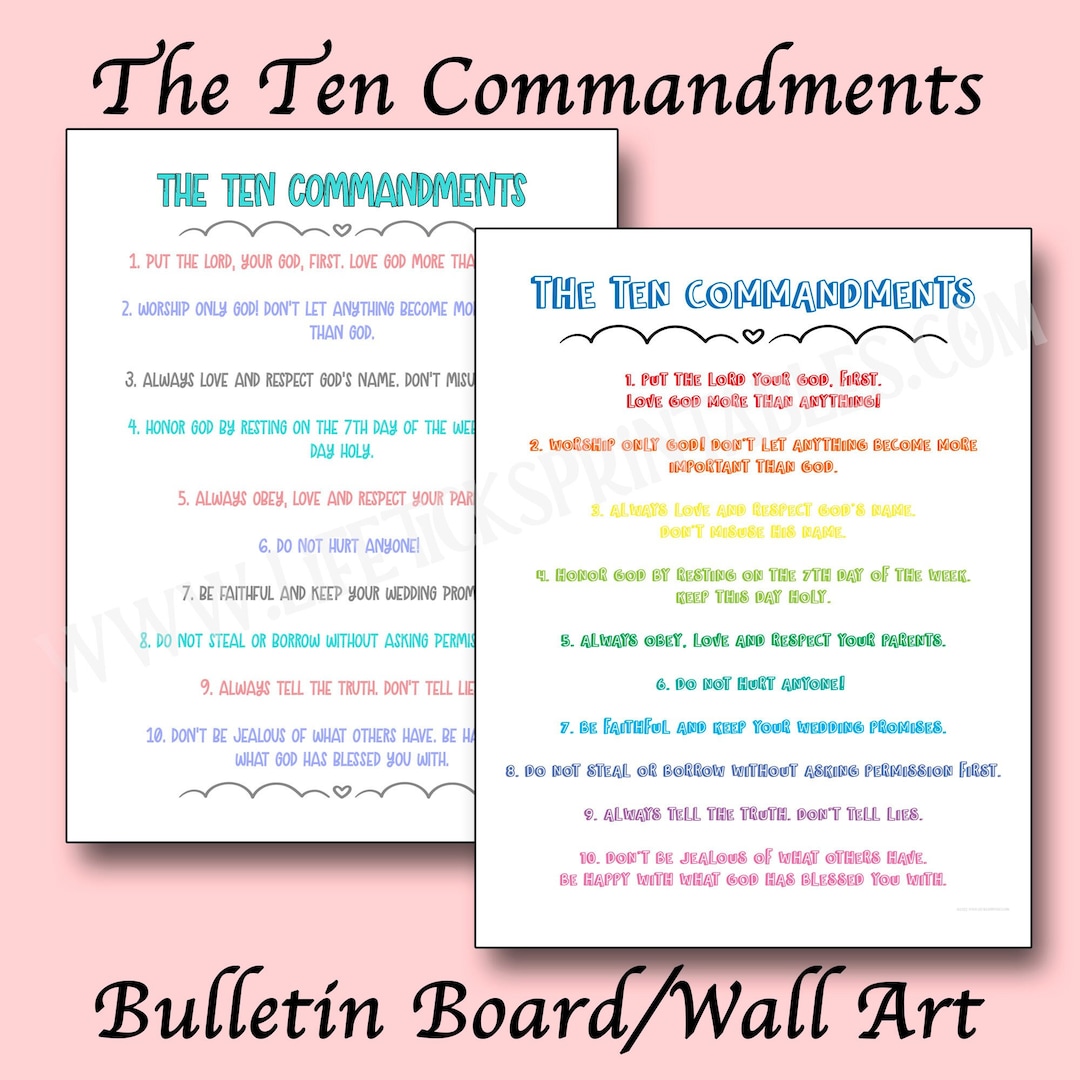 The 10 Commandments Bulletin Board and Frameable Wall Art | Exodus 20 ...
