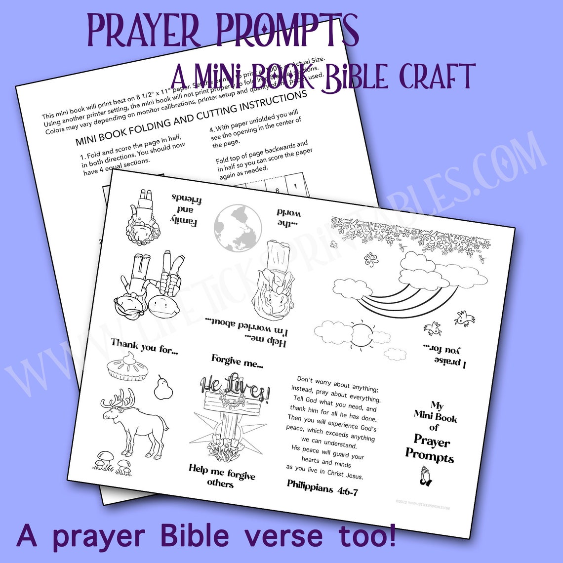 Prayer Prompts Mini Coloring Book Mini Zine Easy One Page Craft for All ...