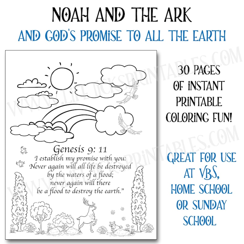 Noah's Ark Coloring Pages: God's Promise, Genesis Story (PDF Download ...