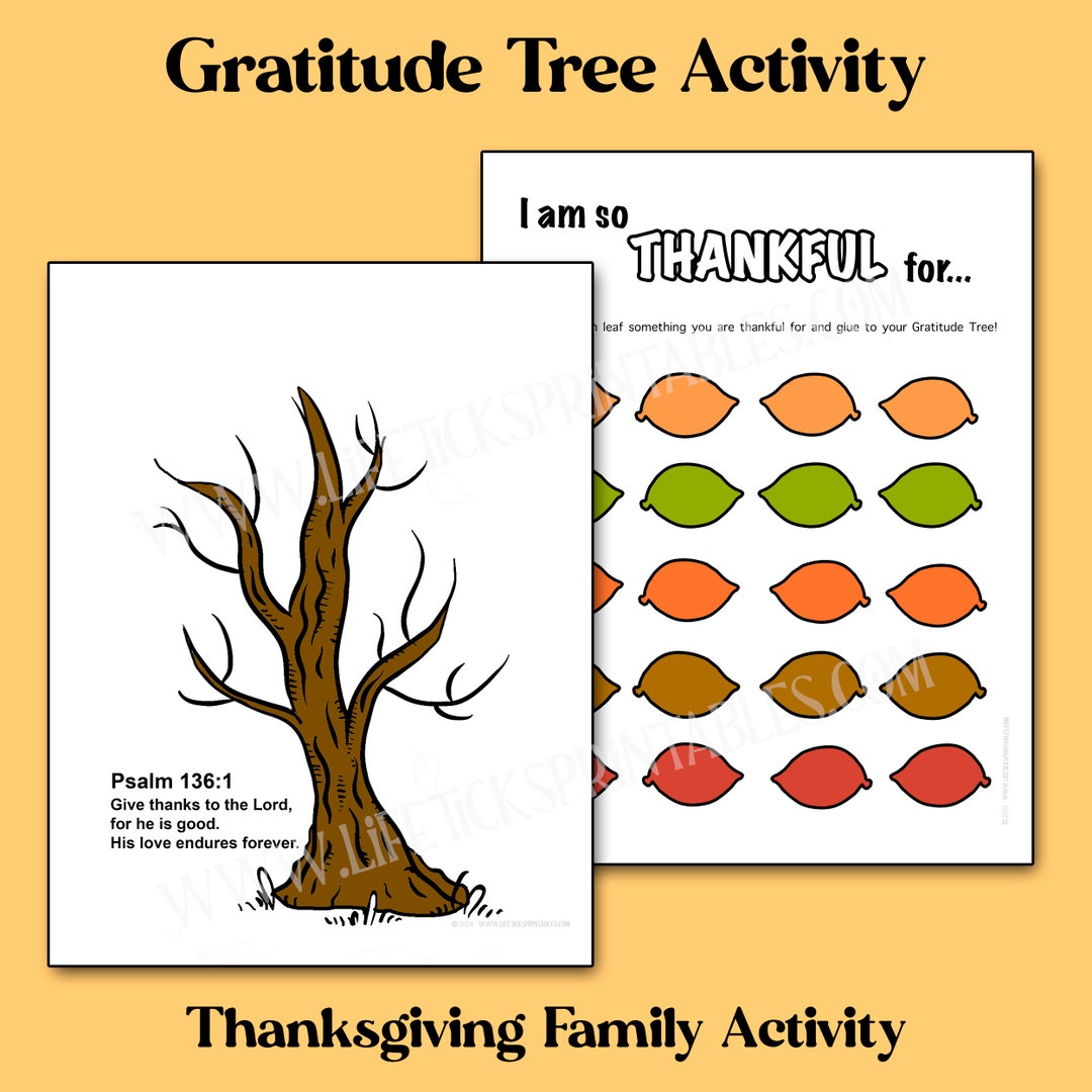 Gratitude Tree Craft: Thanksgiving Counting Blessings Activity & Bible ...