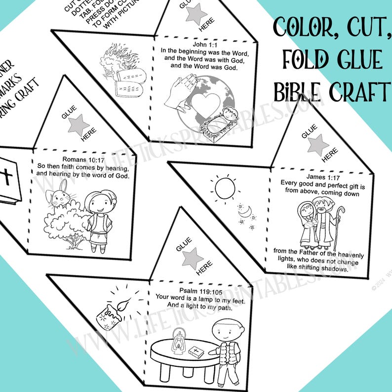 Bible Verse Coloring Bookmarks: Christian Craft Activity (PDF) - Etsy