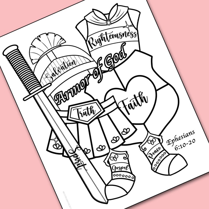 Armor of God Ephesians 6 Bible Coloring Activity | Home School & Church ...