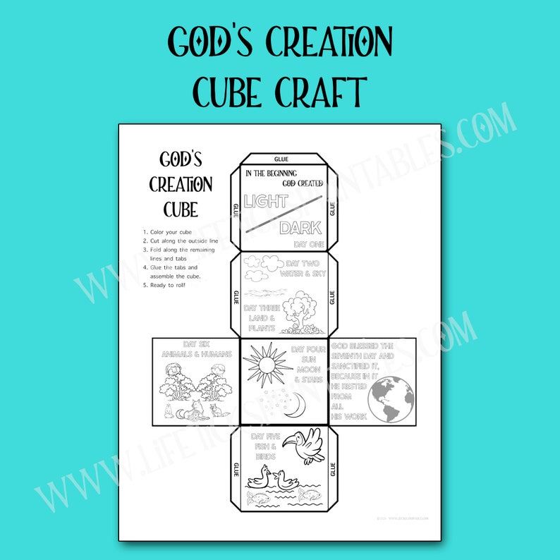 God's Days of Creation Coloring Cube Craft: Sunday School Activity (PDF ...
