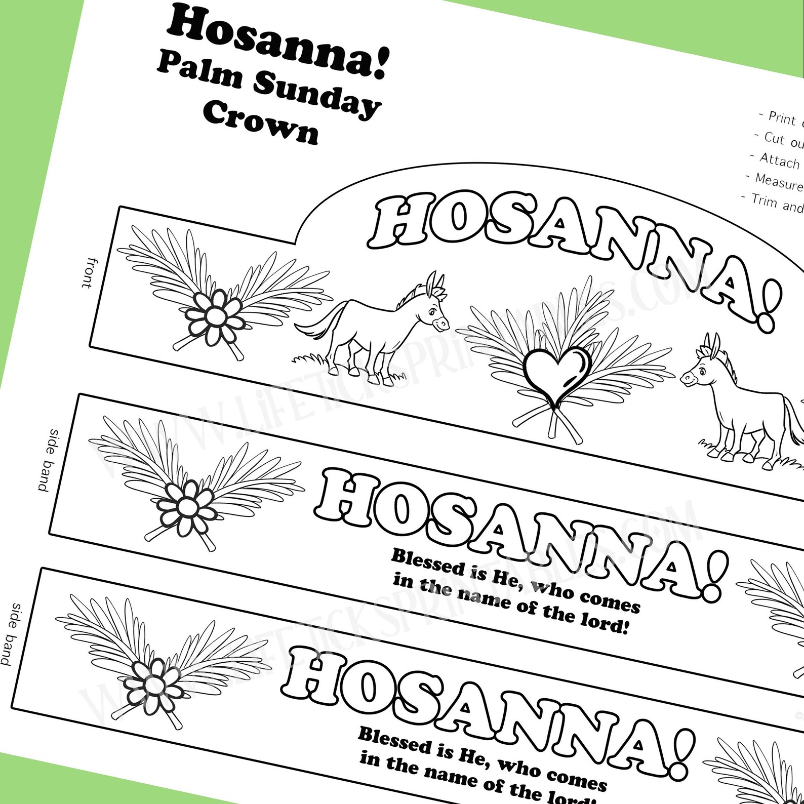 Palm Sunday Hosanna Coloring Crown | Christian Bible Memory Verse ...