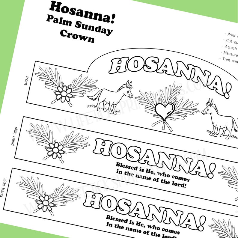 Palm Sunday Hosanna Coloring Crown | Christian Bible Memory Verse ...