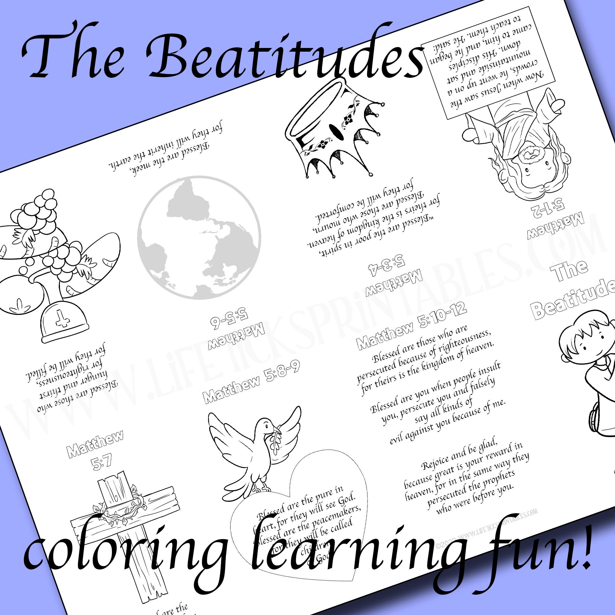 Beatitudes Mini Coloring Book: Bible Verses Zine (PDF Download) - Etsy