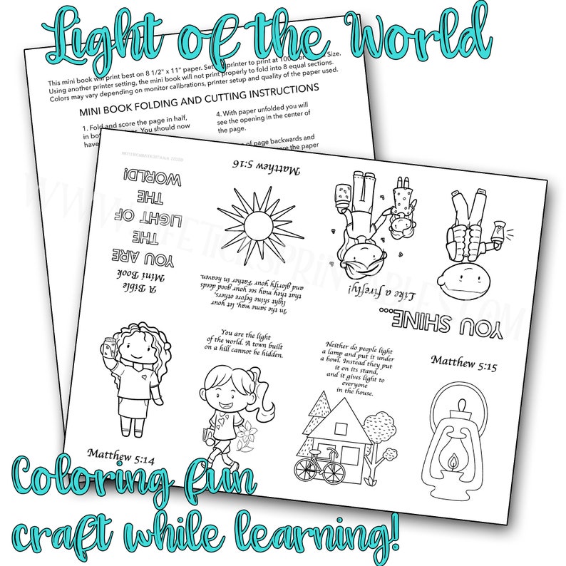 Light of the World Mini Coloring Book: Matthew 5 Bible Verses (digital ...
