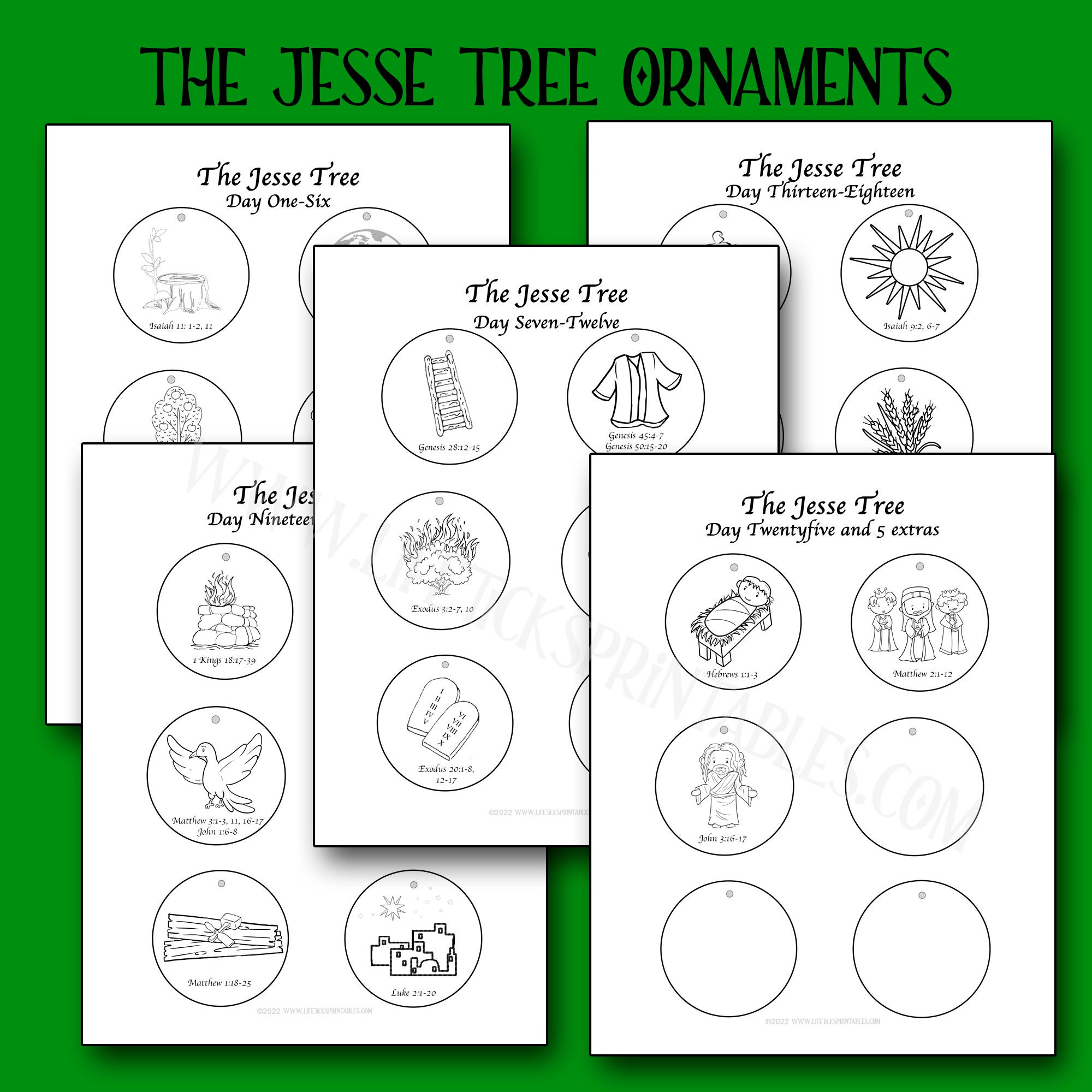 The Jesse Tree Advent Ornaments: Christmas Tree Coloring Activity (PDF ...