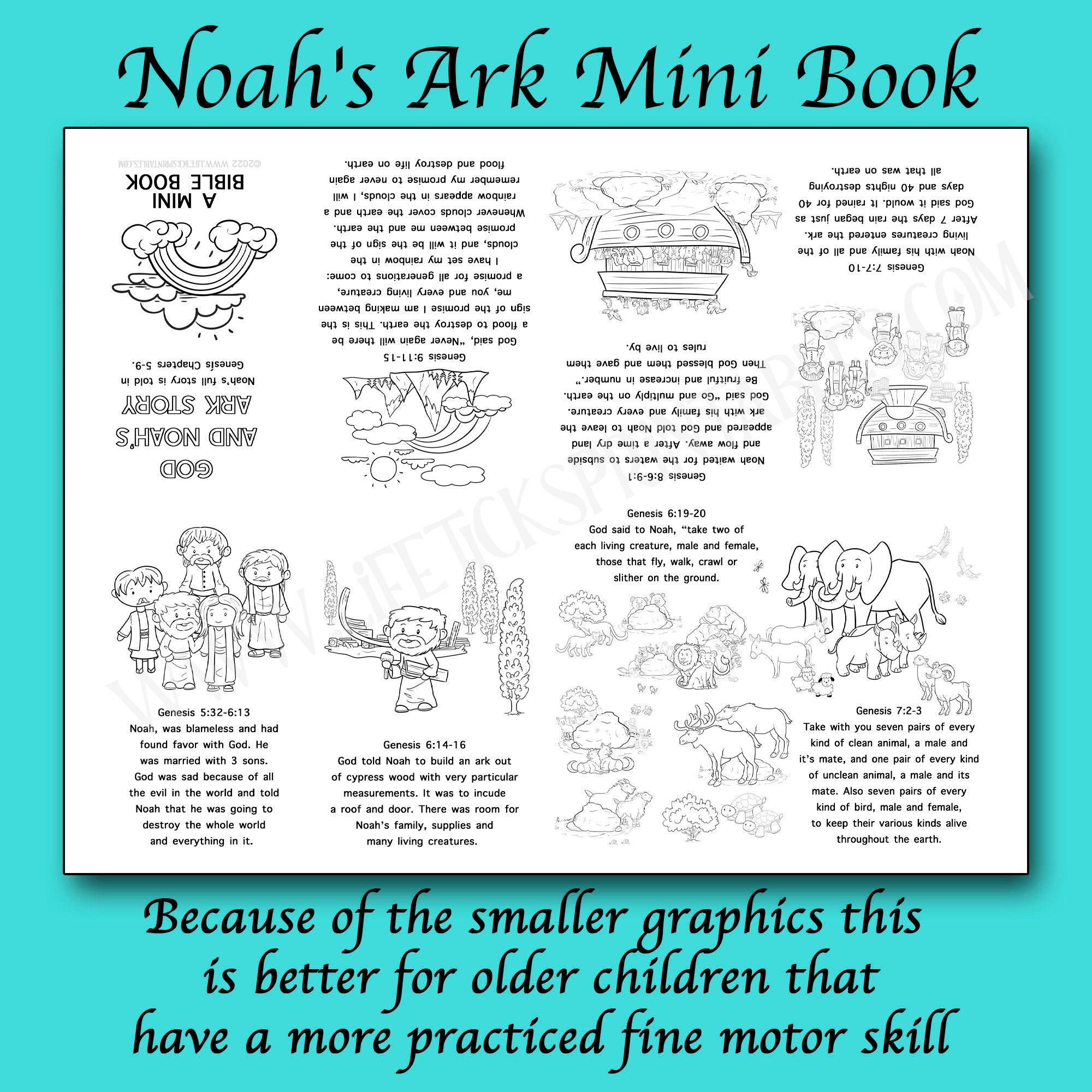 Noah Mini Coloring Book Mini Zine Gods Rainbow Promise to Noah in ...