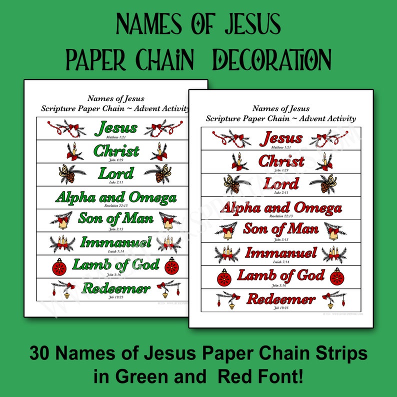 The Names of Jesus Paper Chain Craft | Christmas Decoration Doubles as ...