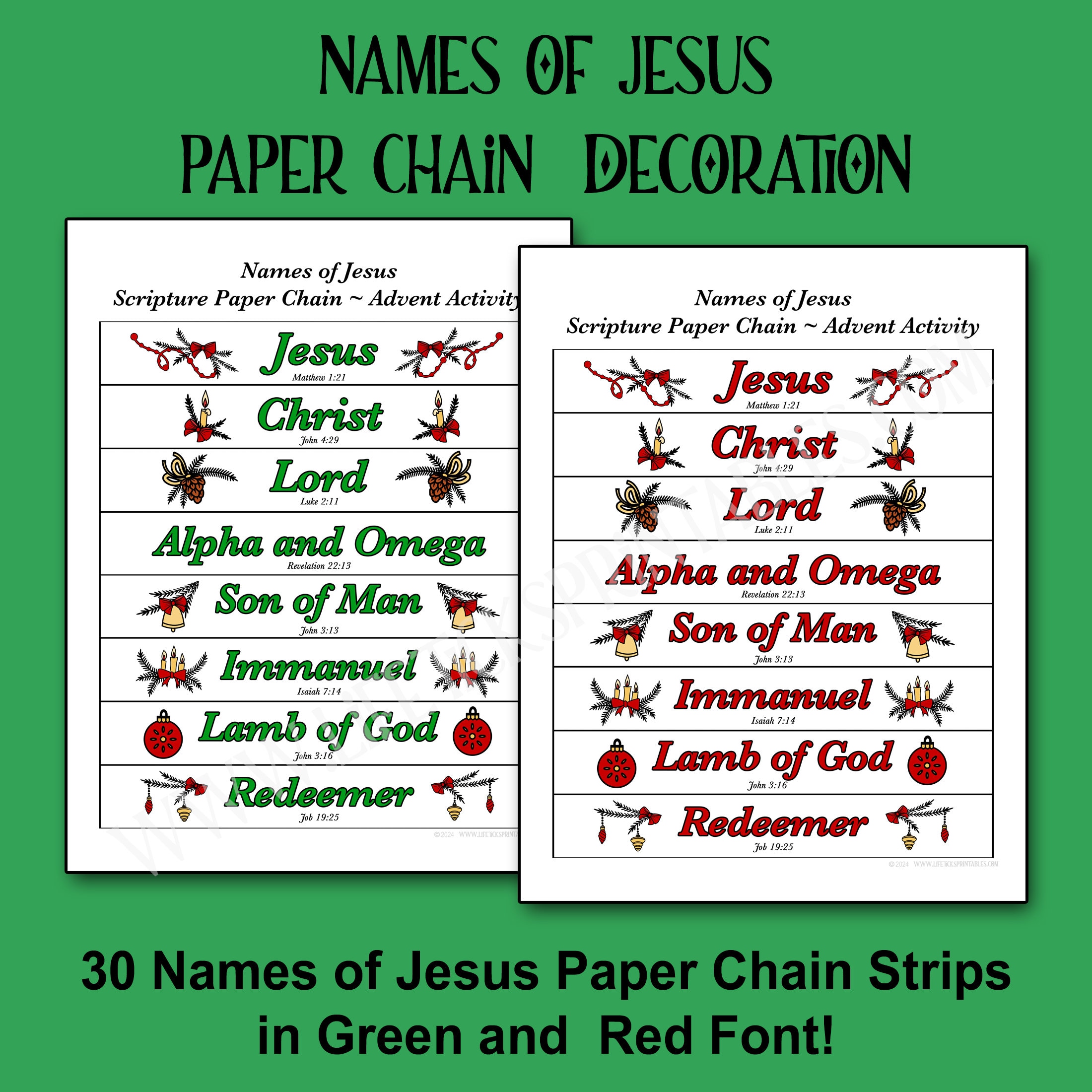 The Names of Jesus Paper Chain Activity: Christmas Decoration Craft ...