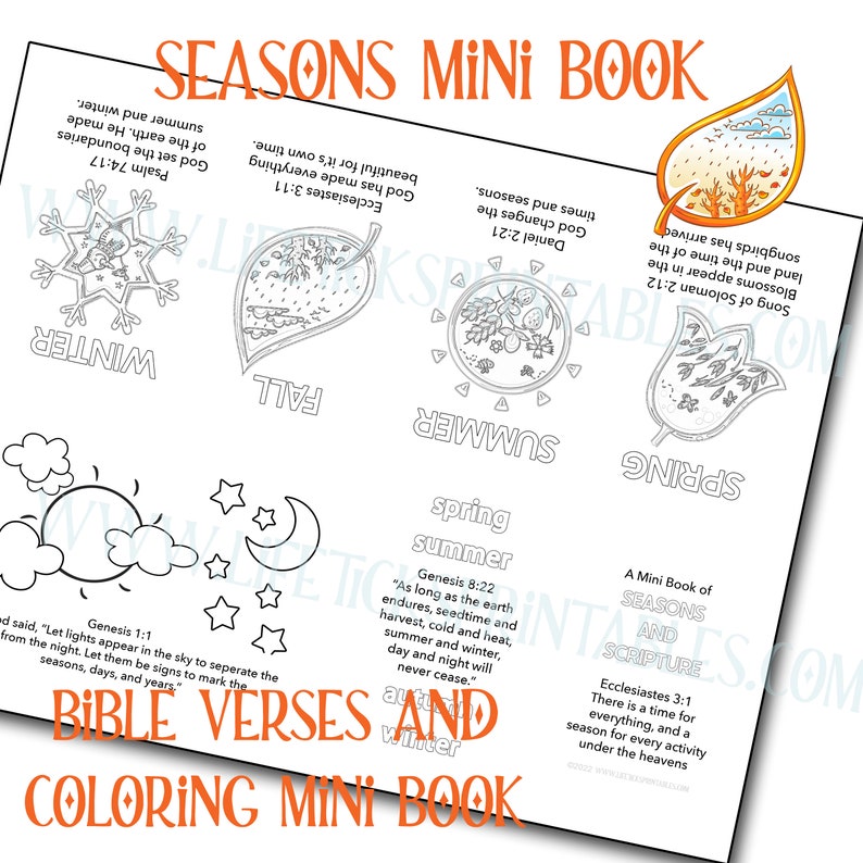 Seasons and Bible Verses Coloring Mini Zine A Coloring, Folding and One ...