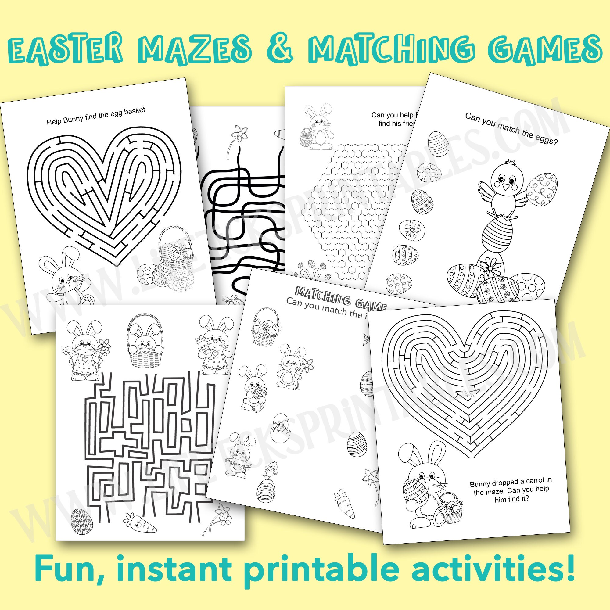 Easter Coloring and Activity Pages Bunnies, Chicks and Easter Egg ...