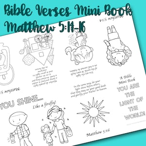 Light of the World Mini Coloring Book: Matthew 5 Bible Verses (digital ...