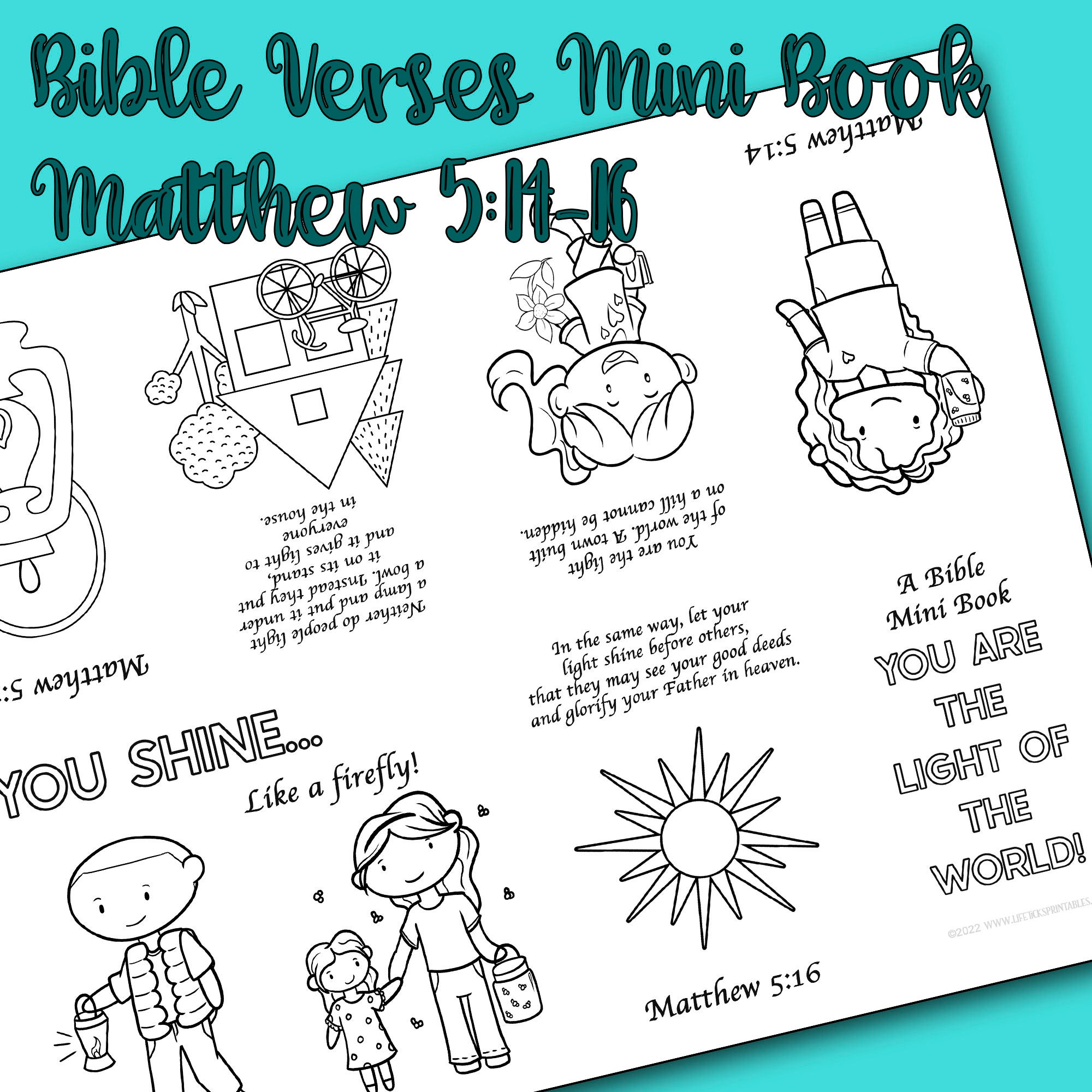 Light of the World Mini Coloring Book: Matthew 5 Bible Verses (digital ...