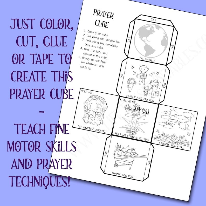 Prayer Coloring Cube Craft: Prayer Teaching Aid (PDF Download) - Etsy