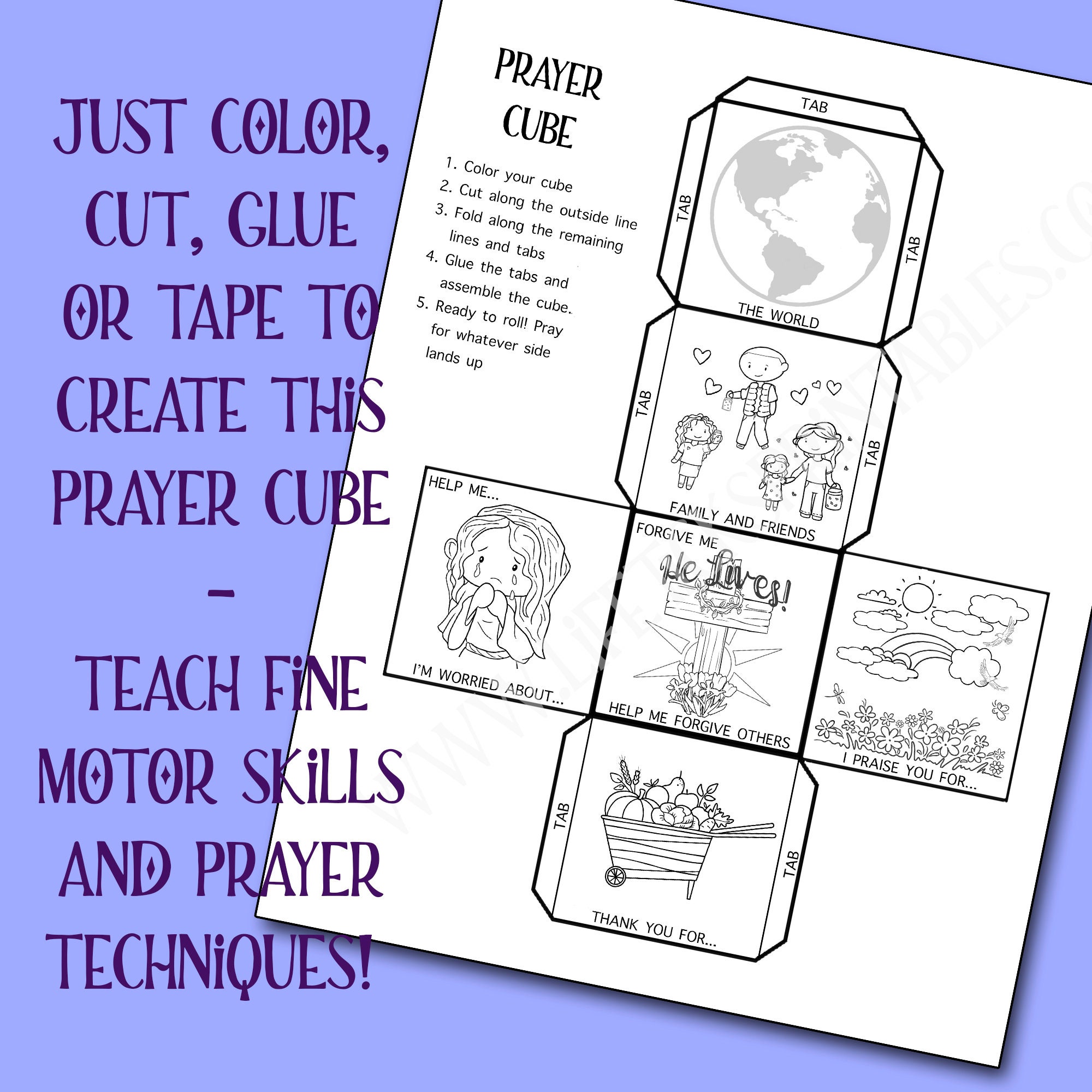 Prayer Coloring Cube Craft: Prayer Teaching Aid (PDF Download) - Etsy