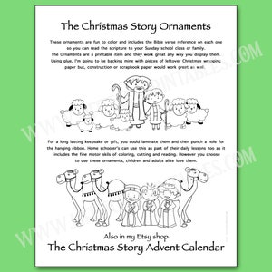 Christmas Story Coloring Tree Ornaments | Nativity Bible Verse ...