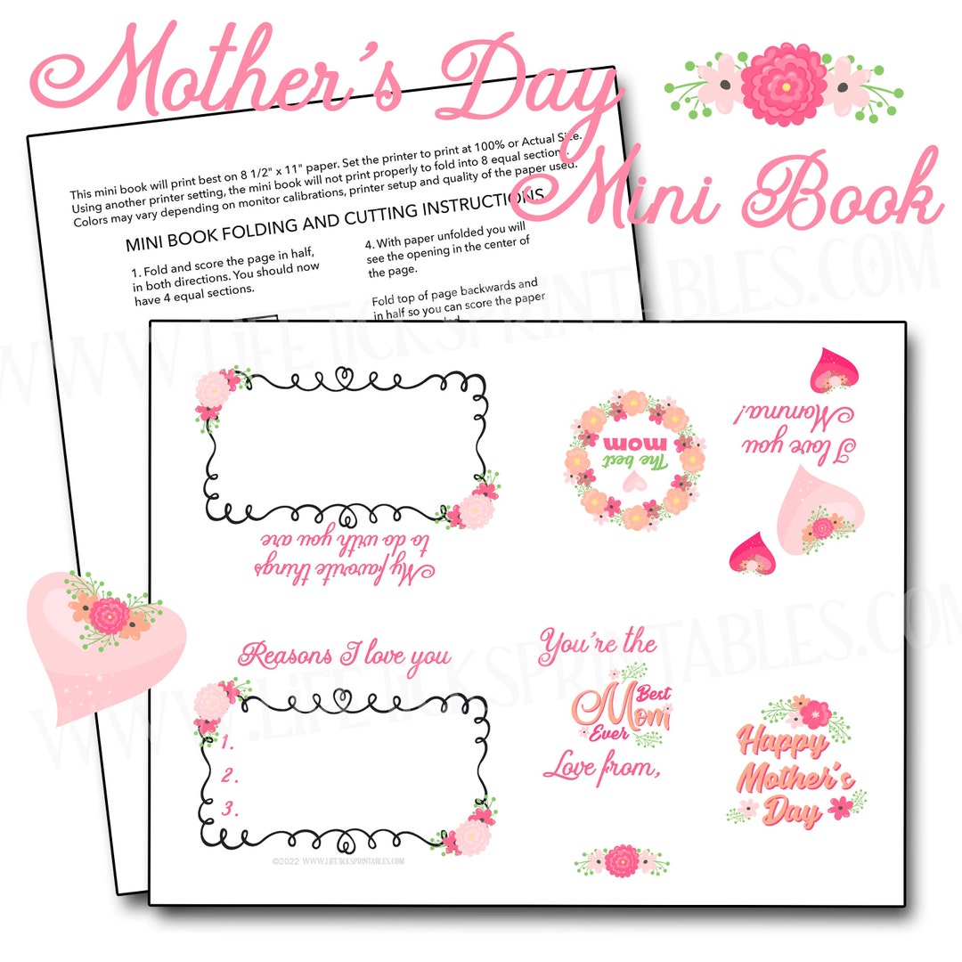 Mother's Day Mini Book - Mini Zine Instant Printable | Can Be Used in ...