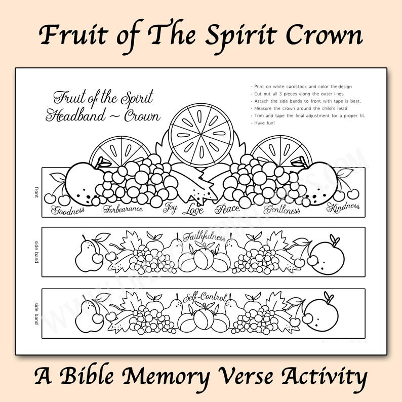 Fruit of the Spirit Crown | Coloring Bible Memory Verse Activity ...