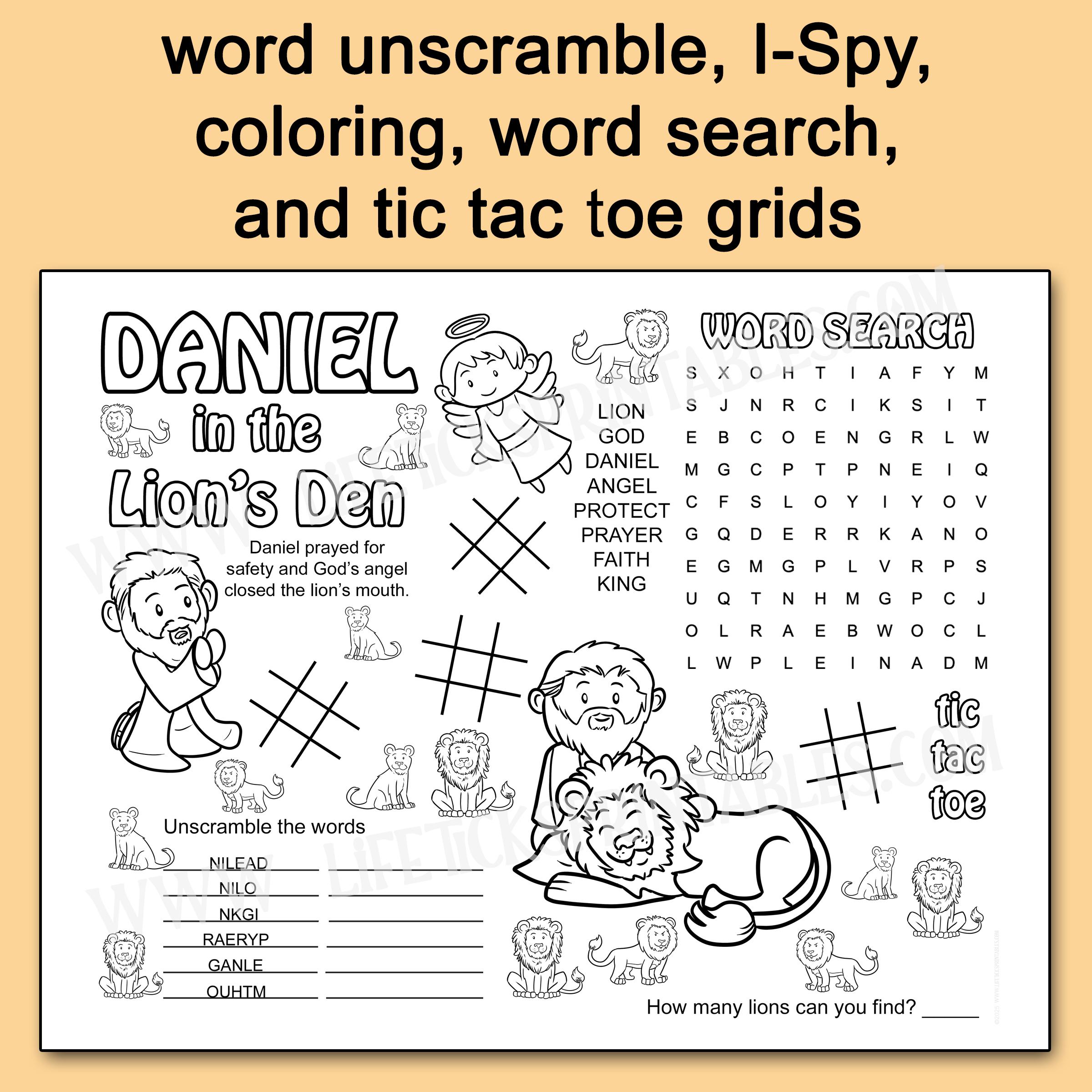 Daniel in the Lion's Den Activity Page: Bible Story Coloring, Maze ...
