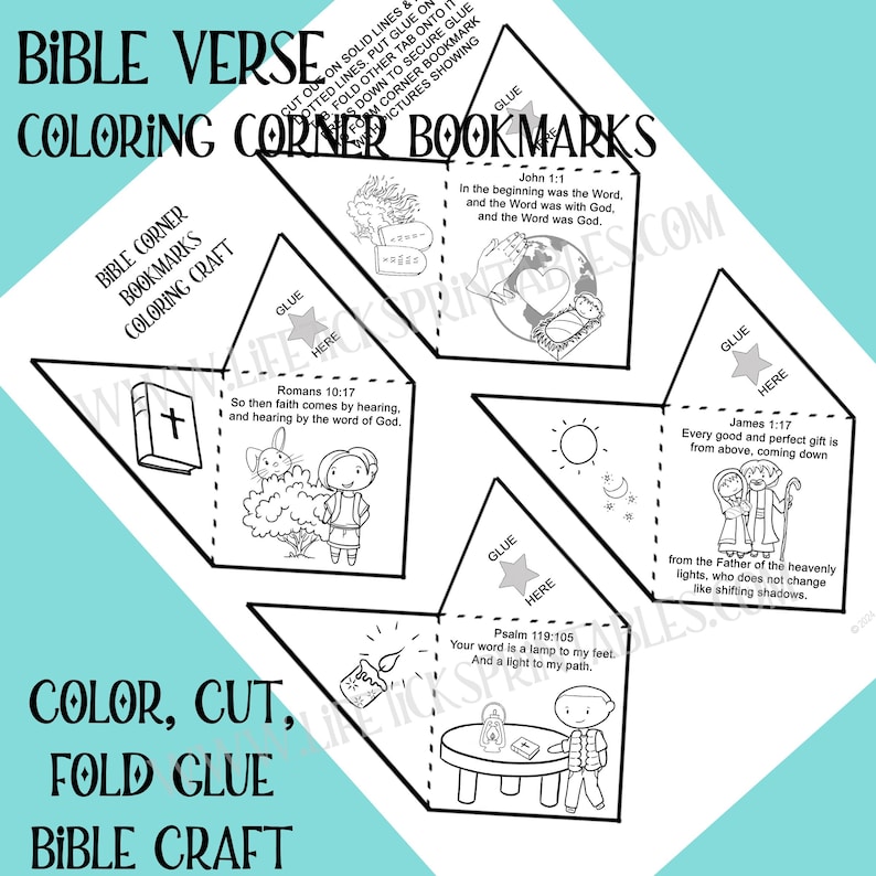 Bible Verse Coloring Bookmarks: Christian Craft Activity (PDF) - Etsy