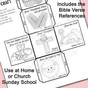 Christian Holy Week Coloring Cube Craft | Palm Sunday & Easter Symbols ...