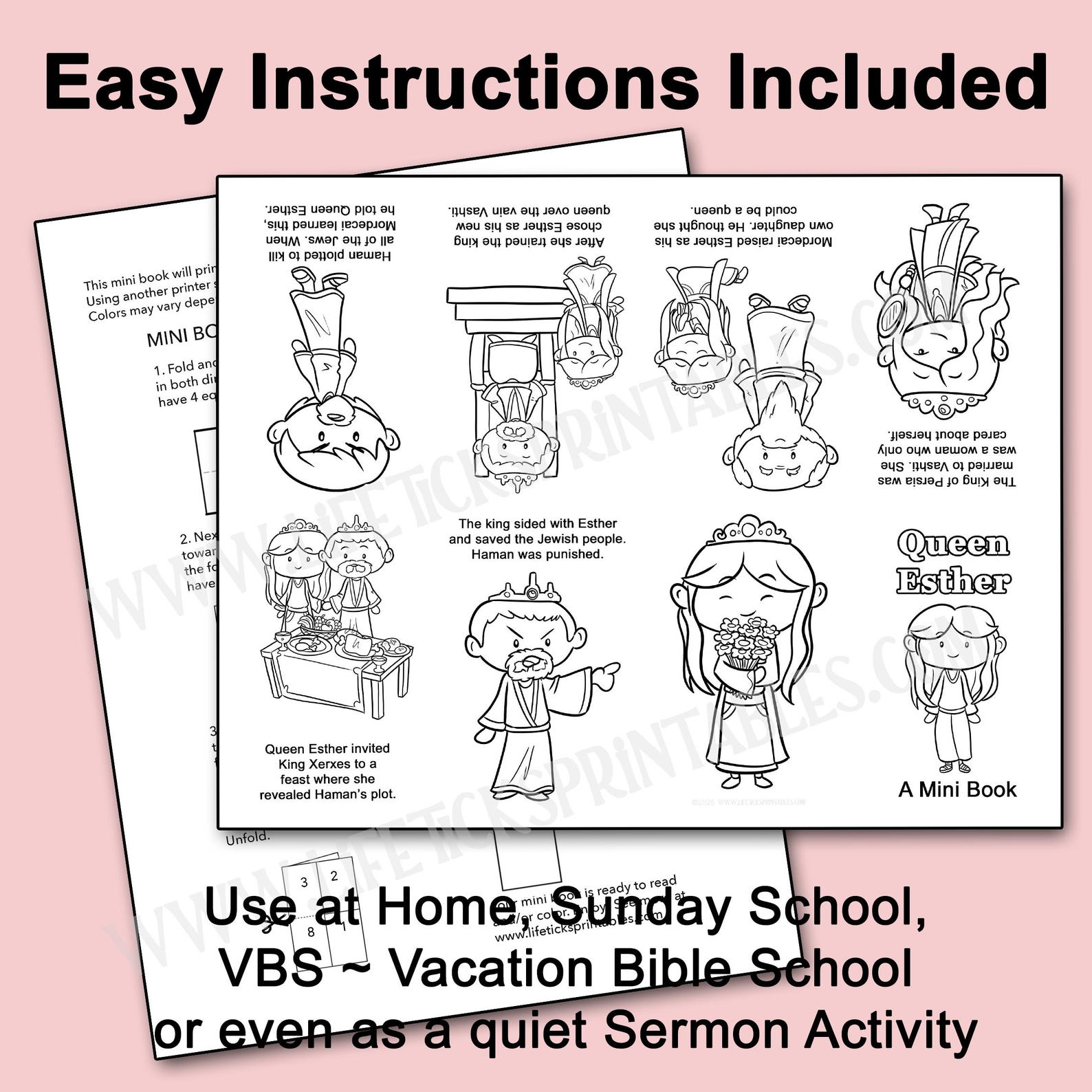 Queen Esther Mini Coloring Book: Bible Craft (PDF Download) - Etsy