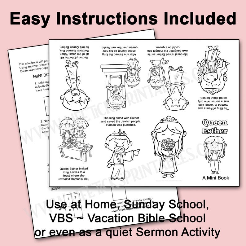 Queen Esther Mini Coloring Book: Bible Craft (PDF Download) - Etsy